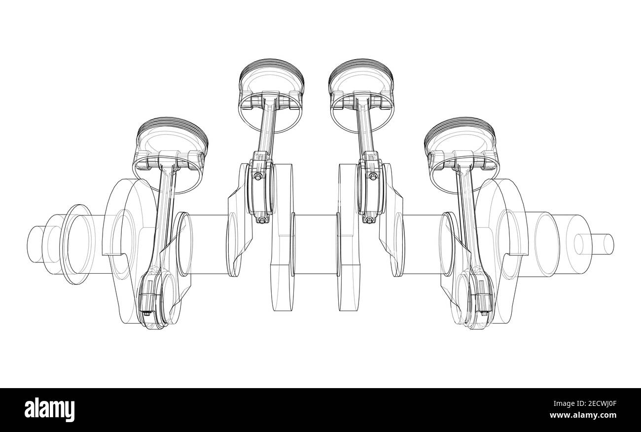 Engine crankshaft with pistons outline. Vector Stock Vector Image & Art ...