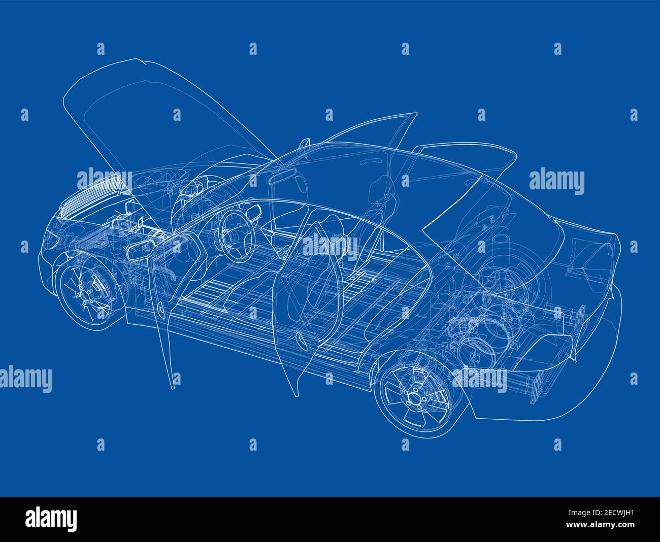 Electric Car With Chassis. Vector rendering of 3d Stock Vector Image ...