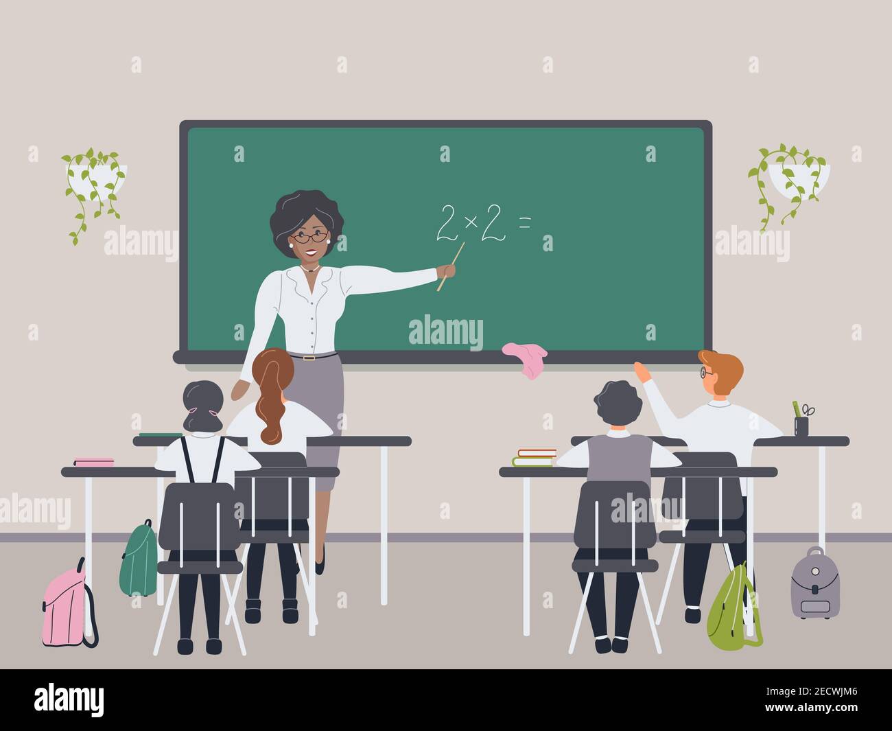 Teacher Teaching Math Cartoon
