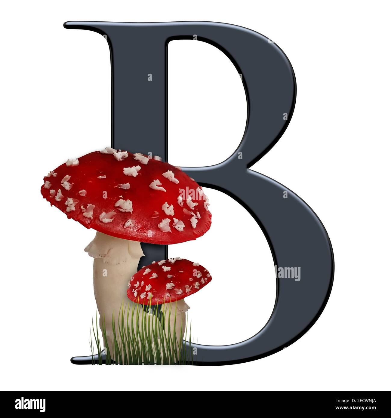 3D render of alphabet capital letter embellished with red toad Stock ...