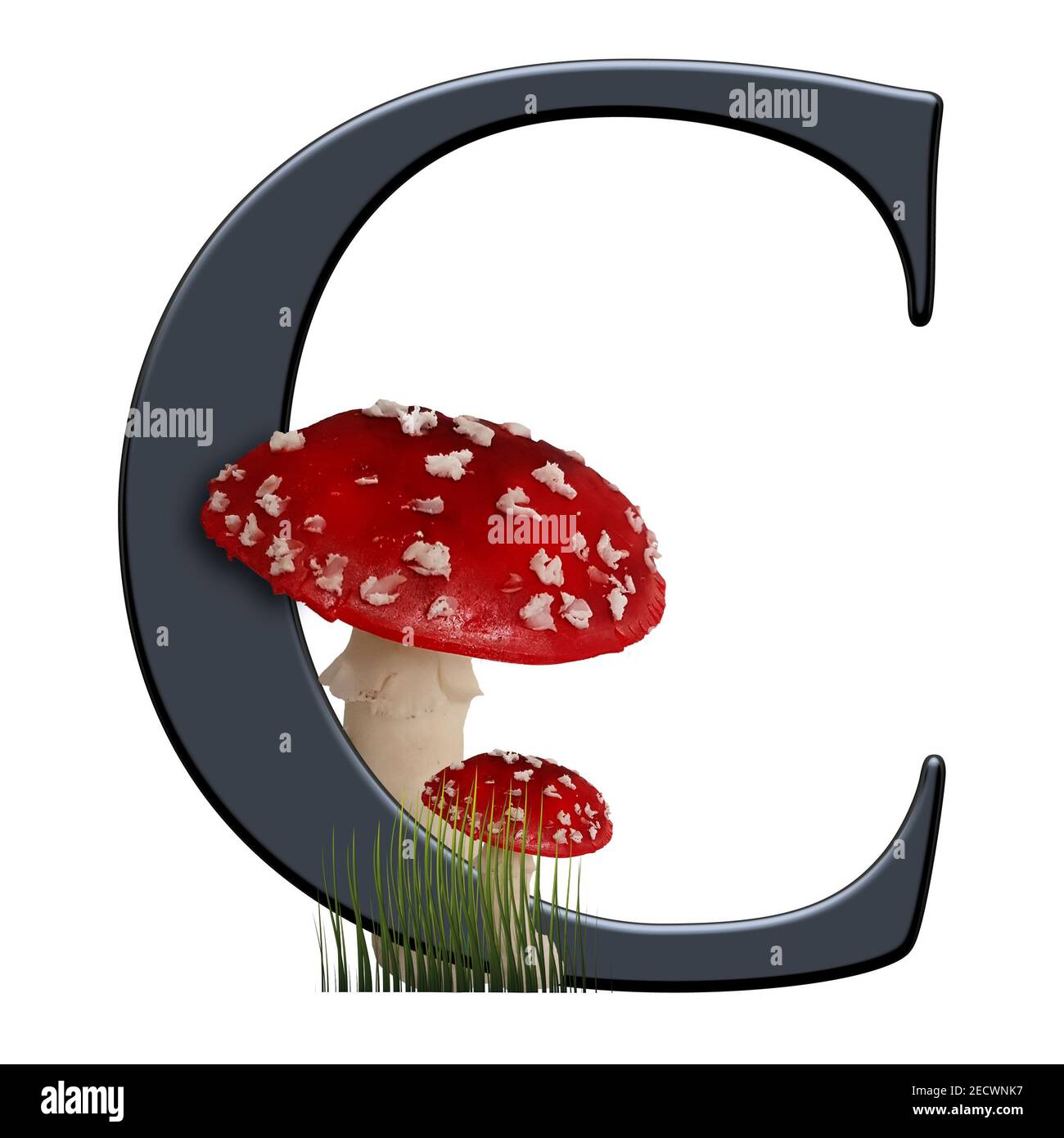 3D render of alphabet capital letter embellished with red toad Stock ...