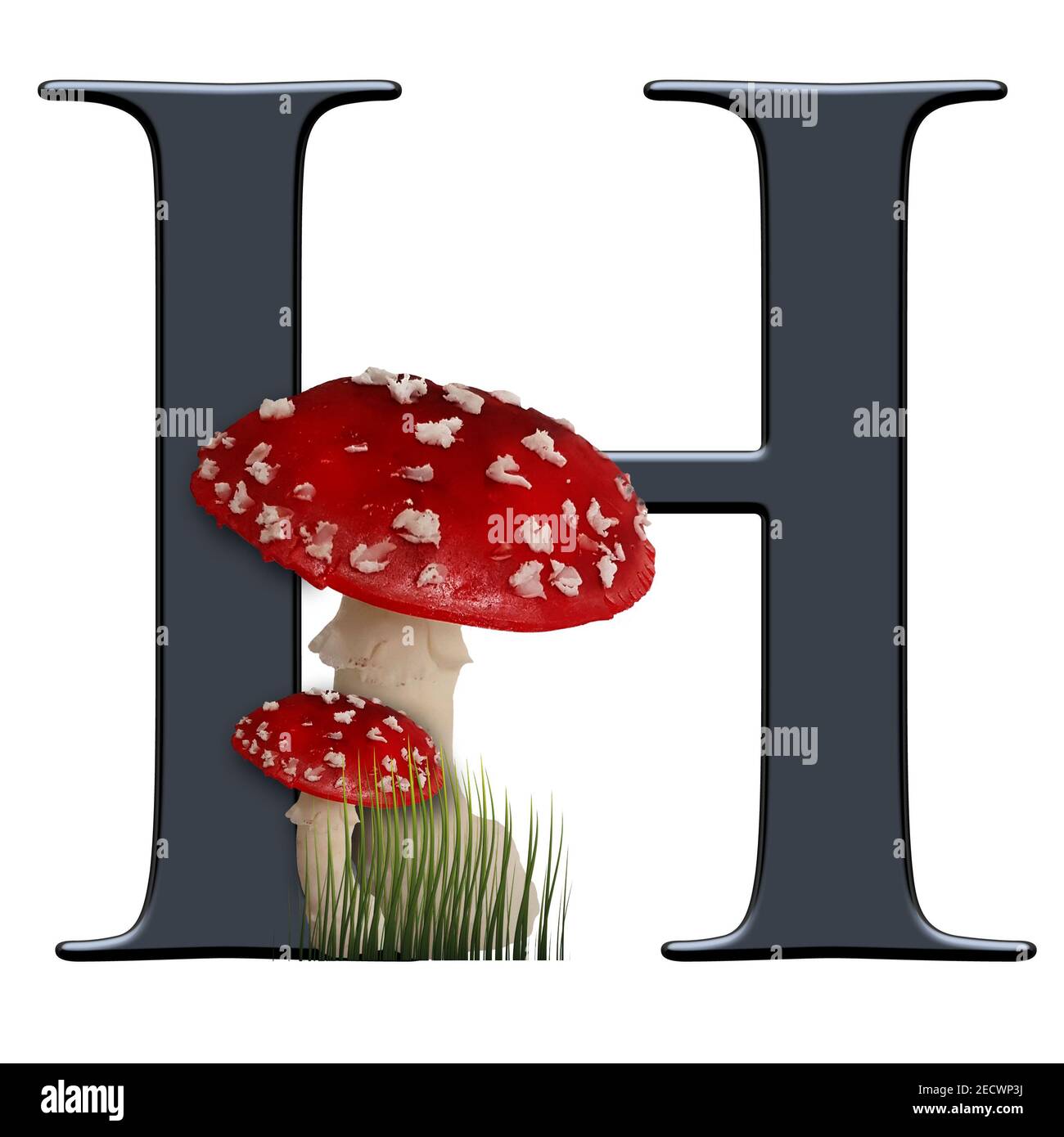 3D render of alphabet capital letter embellished with red toad Stock ...