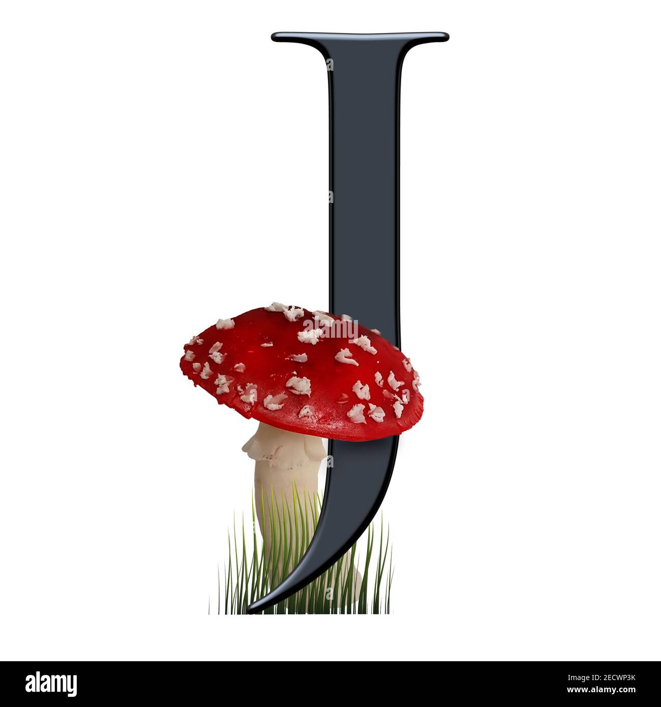 3D render of alphabet capital letter embellished with red toad Stock ...