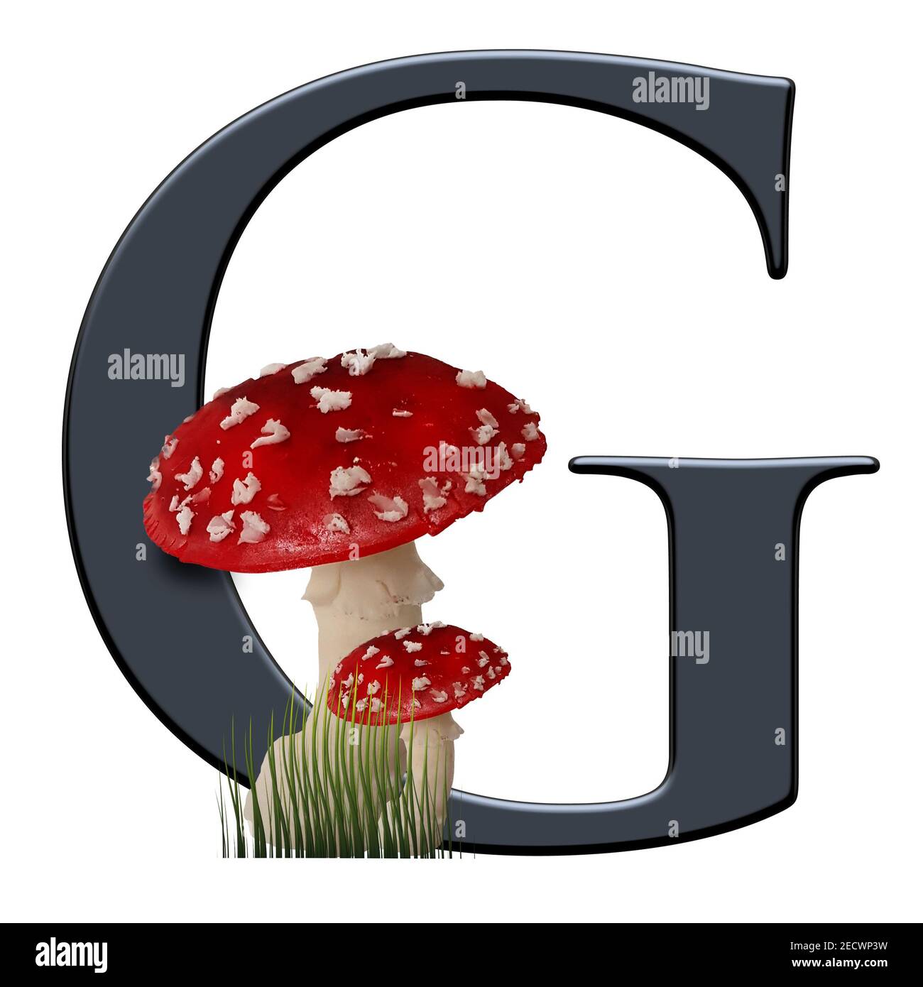 3D render of alphabet capital letter embellished with red toad Stock ...