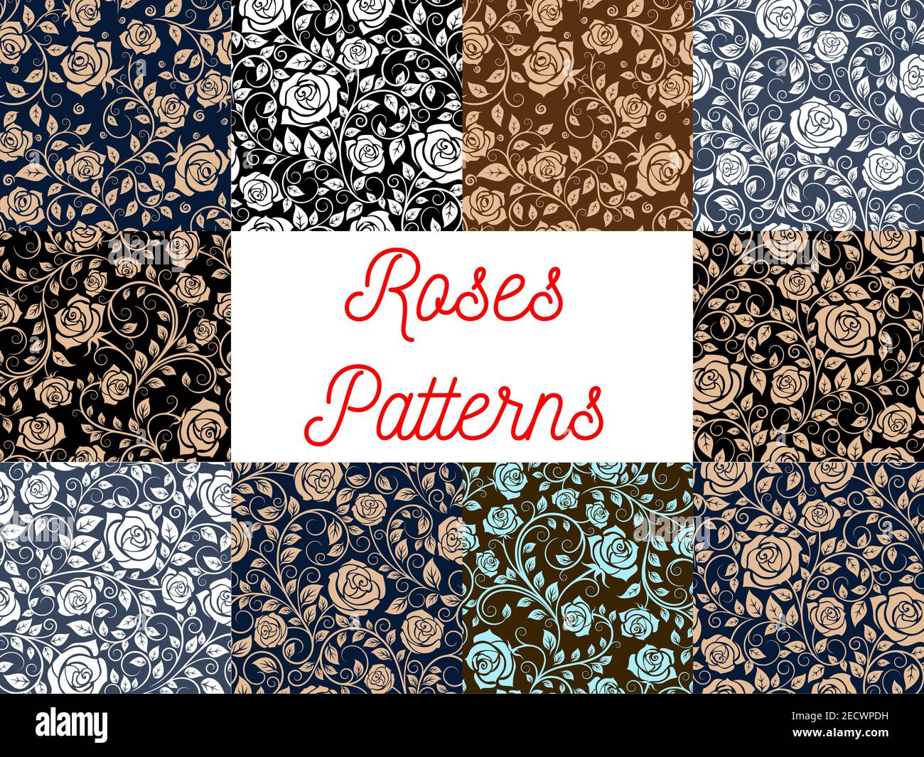 Roses seamless floral pattern backgrounds. Luxurious wallpapers with ...