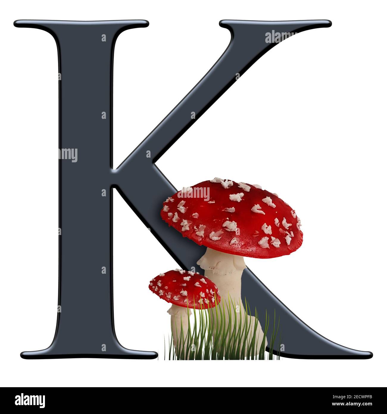 3D render of alphabet capital letter embellished with red toad Stock ...