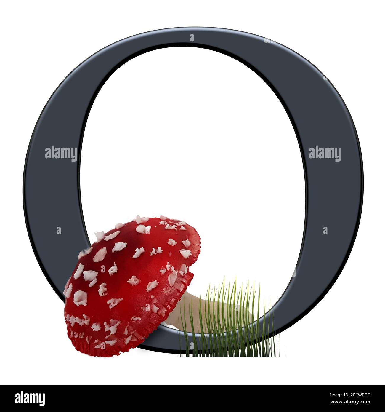 3D render of alphabet capital letter embellished with red toad Stock ...