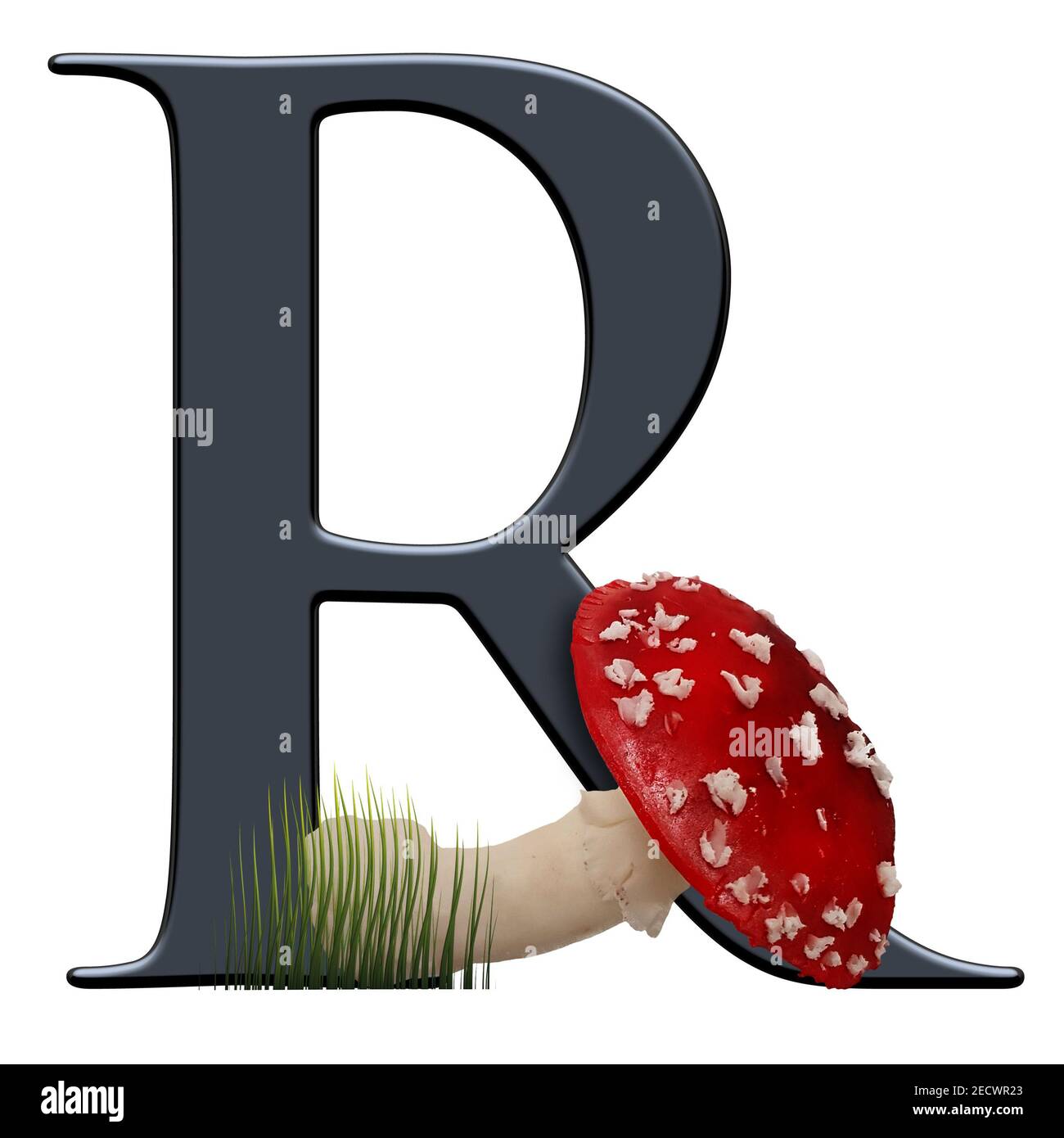 3D render of alphabet capital letter embellished with red toad Stock ...