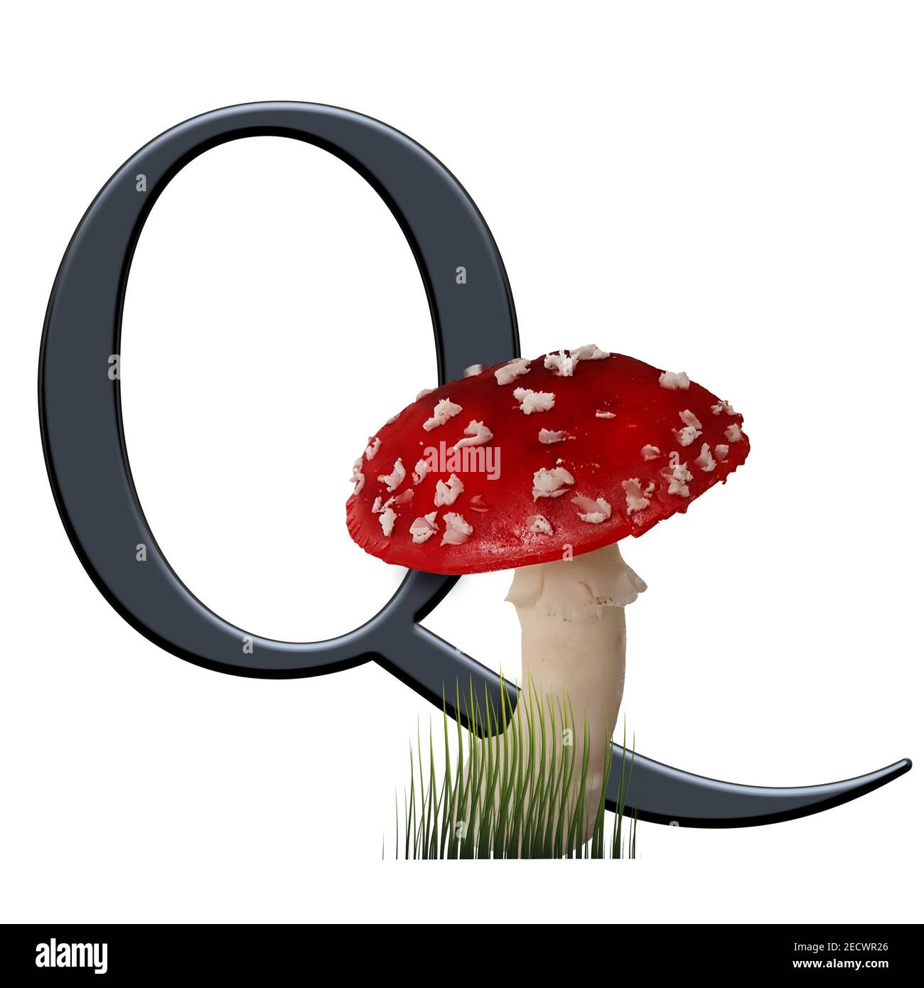 3D render of alphabet capital letter embellished with red toad Stock ...
