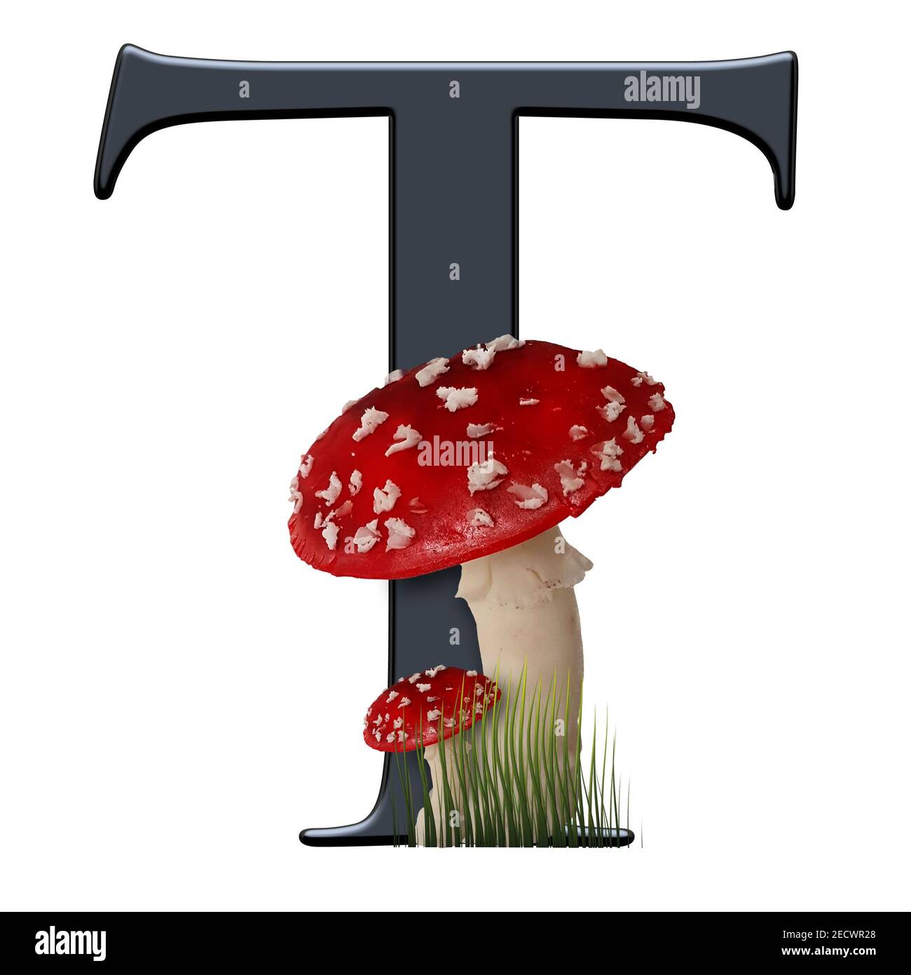 3D render of alphabet capital letter embellished with red toad Stock ...