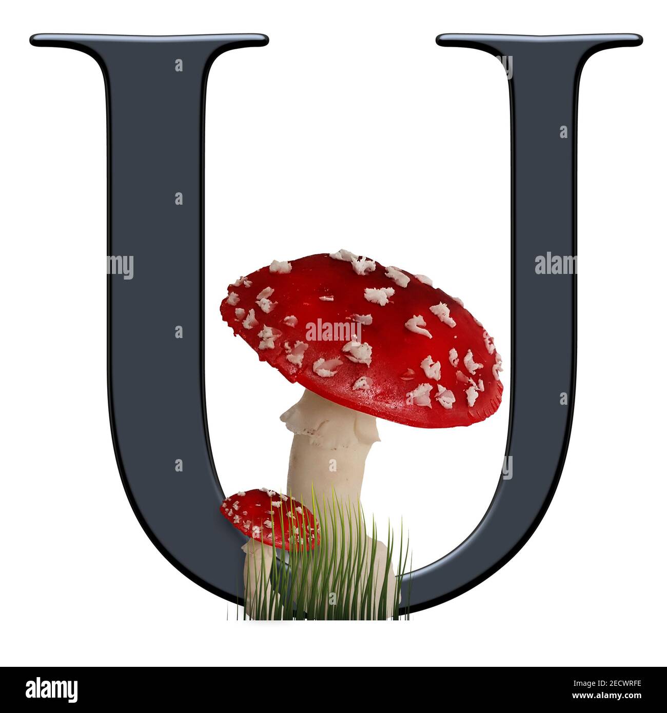 3D render of alphabet capital letter embellished with red toad Stock ...