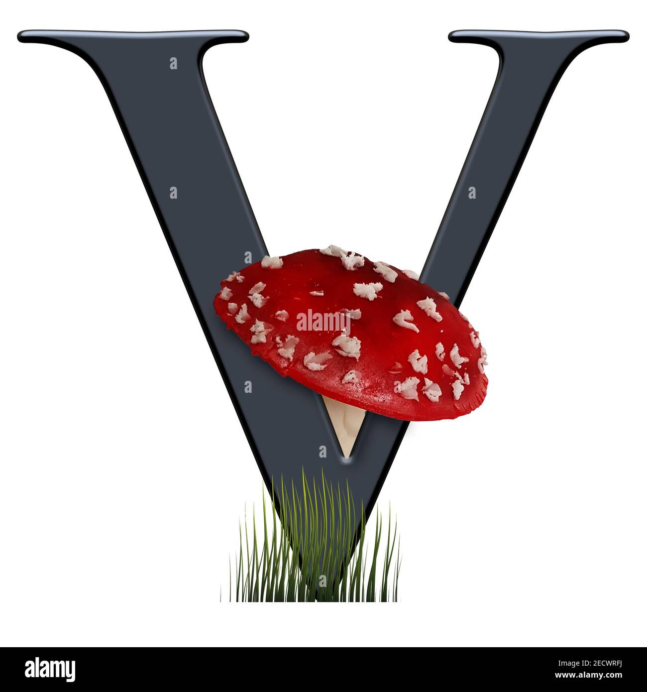 3D render of alphabet capital letter embellished with red toad Stock ...