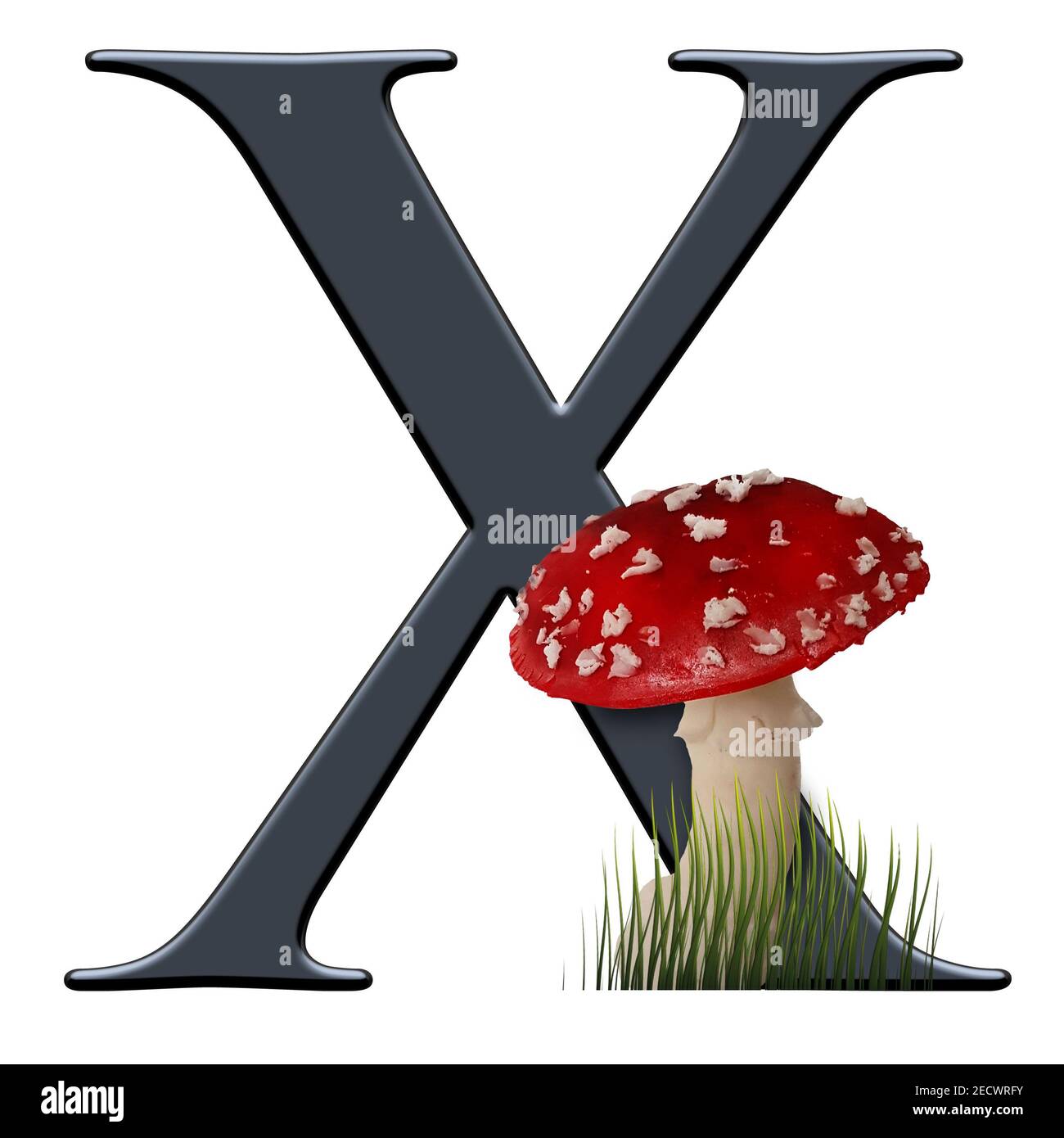 3D render of alphabet capital letter embellished with red toad Stock ...