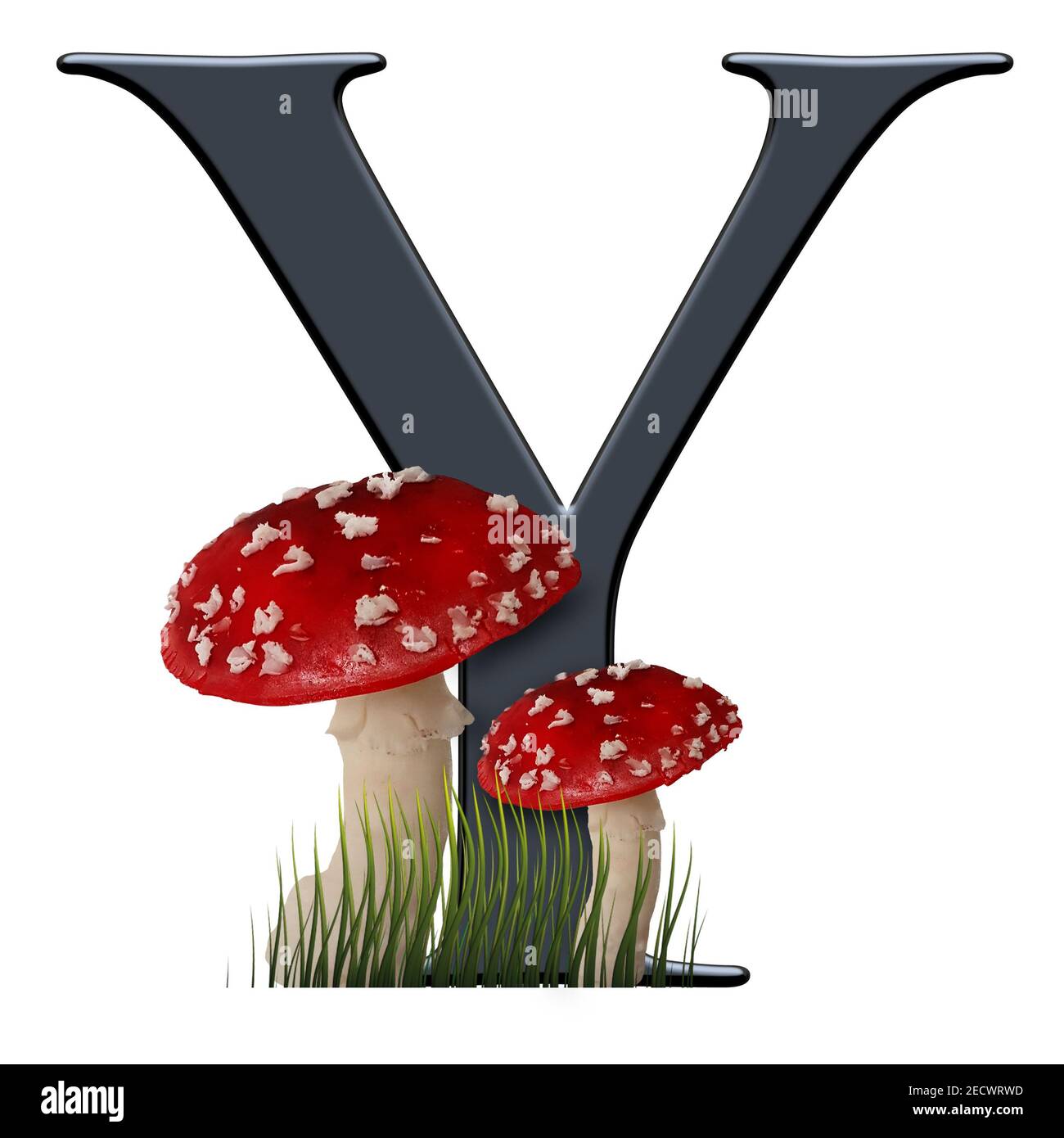 3D render of alphabet capital letter embellished with red toad Stock ...