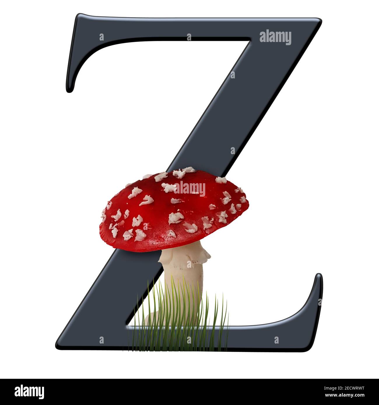 3D render of alphabet capital letter embellished with red toad Stock ...