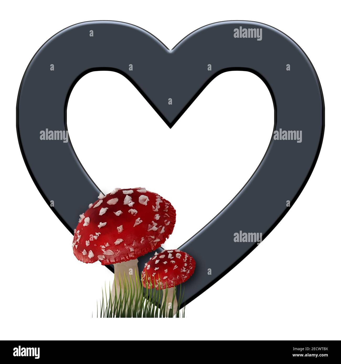 3D render of heart symbol embellished with red toad Stock Photo - Alamy