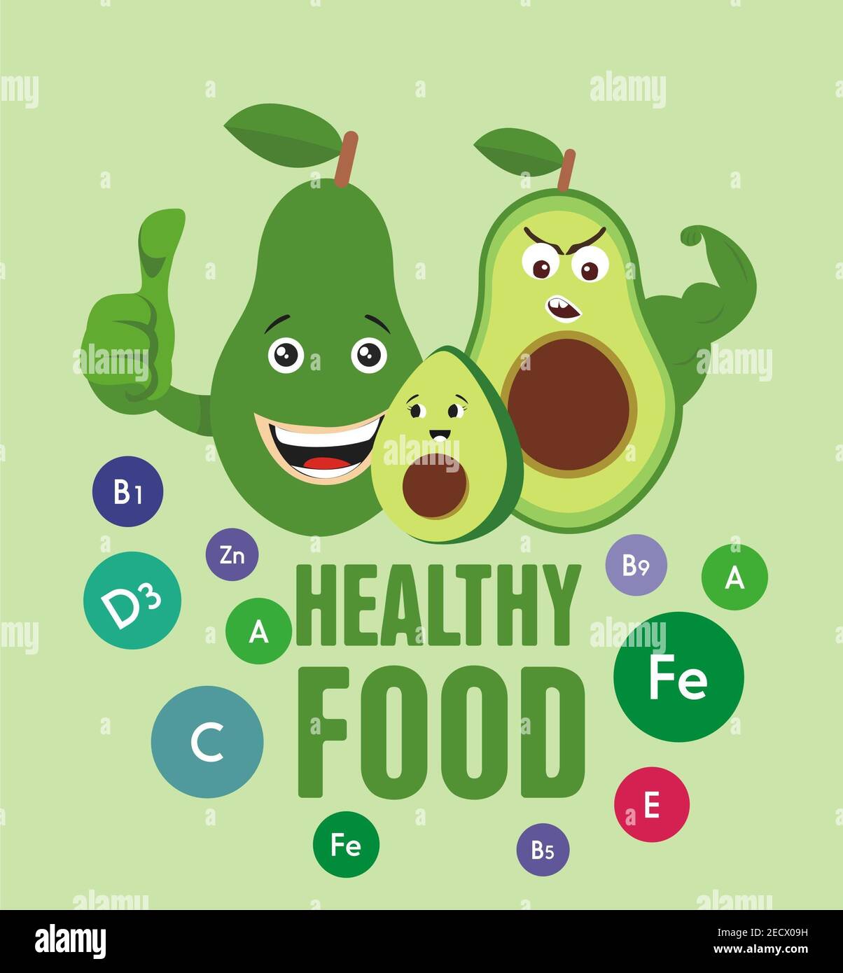 Strong fruits with muscles on a green background - healthy food Stock ...