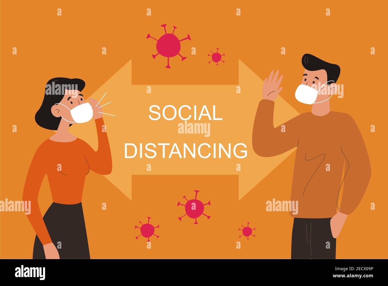Two people keeping social distance while talking Stock Photo - Alamy