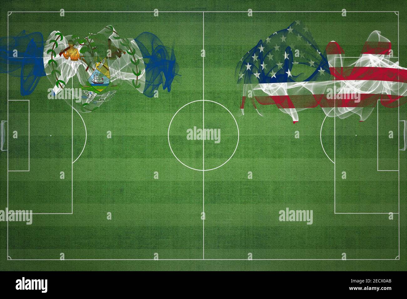Belize vs United States Soccer Match, national colors, national flags ...