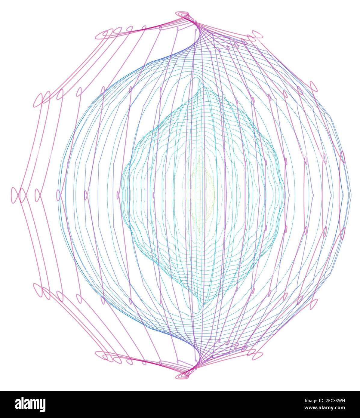 Overlapping lines and curves that make up geometric compositions ...