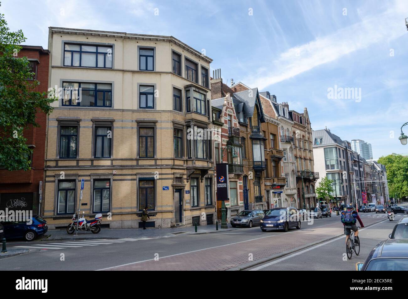 Street in Brussels with modern buildings. Belgium Stock Photo - Alamy