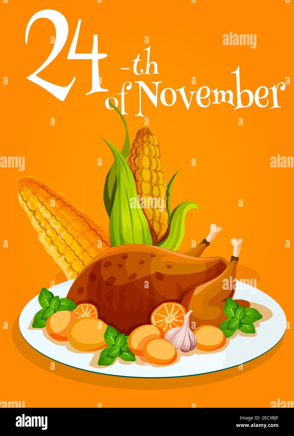 Thanksgiving traditonal turkey dinner poster. Design of roasted turkey ...