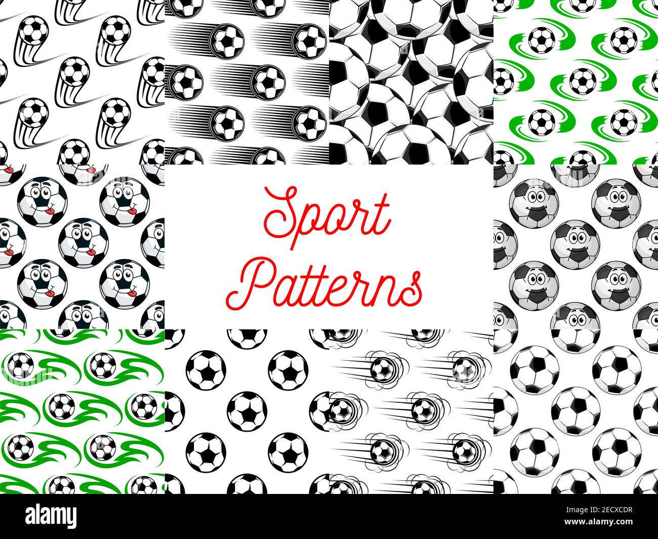 Sport seamless pattern. Vector pattern of football and soccer ball in ...