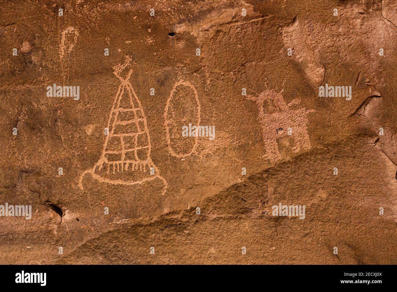 Sego Canyon petroglyphs and pictographs made by Fremont People in Utah ...