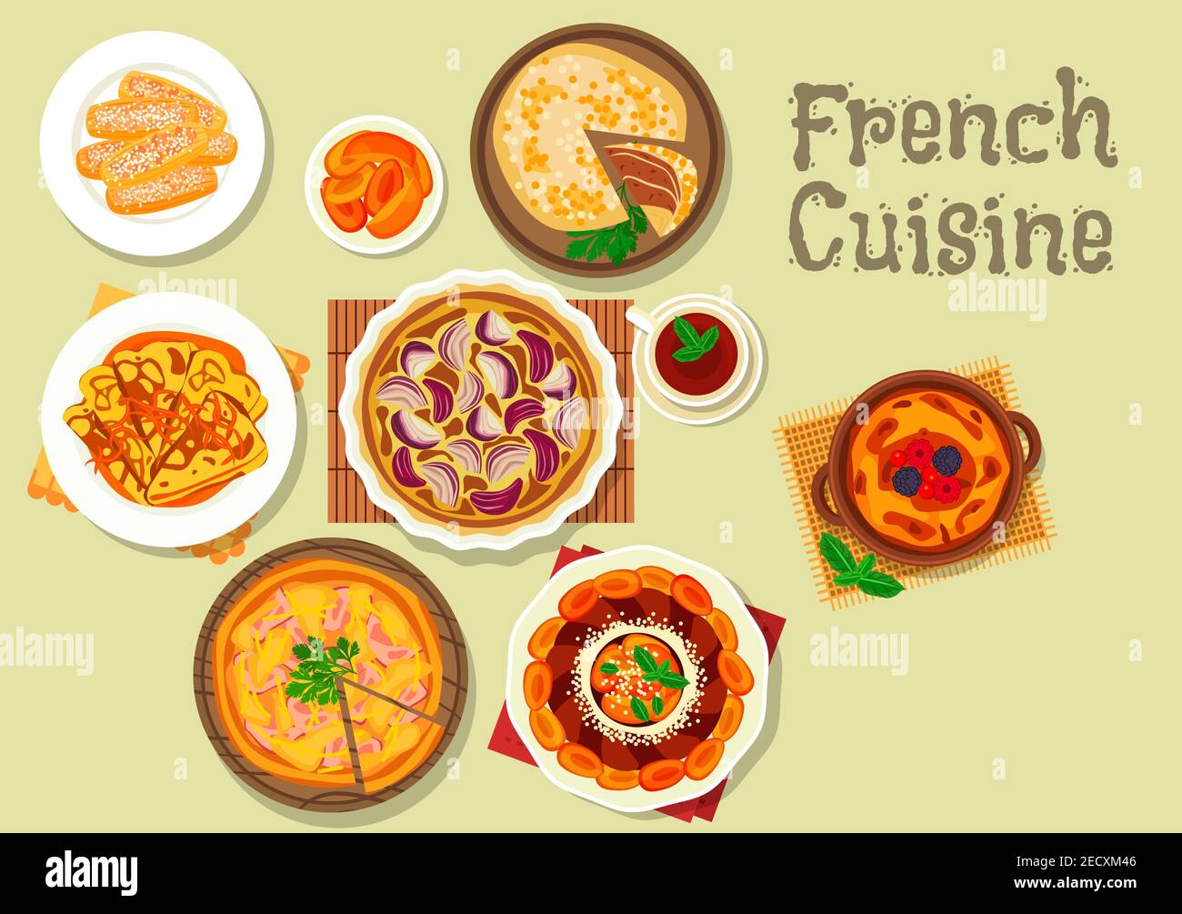 French dessert crème brûlée Stock Vector Images - Alamy
