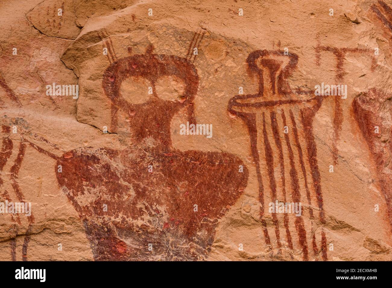 Larger than life pictographs in the Barrier Canyon style in Sego Canyon ...