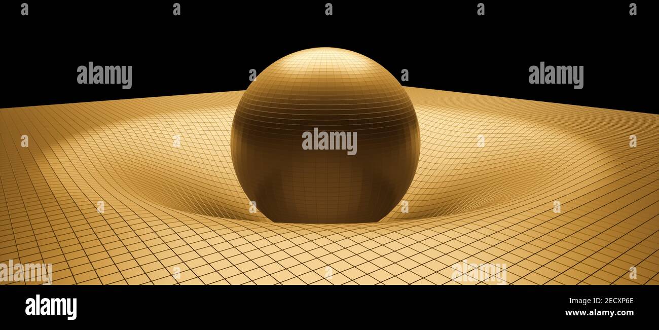 3D visualization of gravity distorsion, physical objects in orbit ...