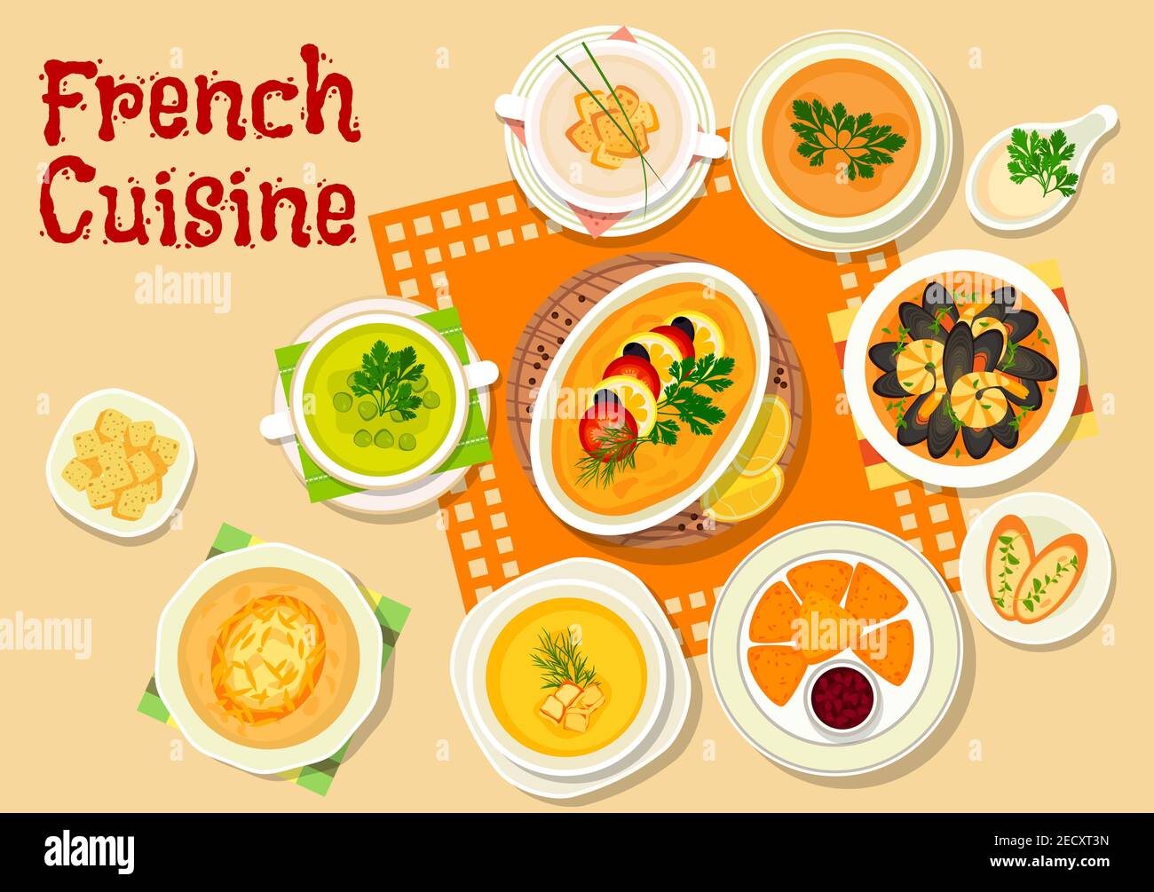 Vegetable soup croutons Stock Vector Images - Alamy