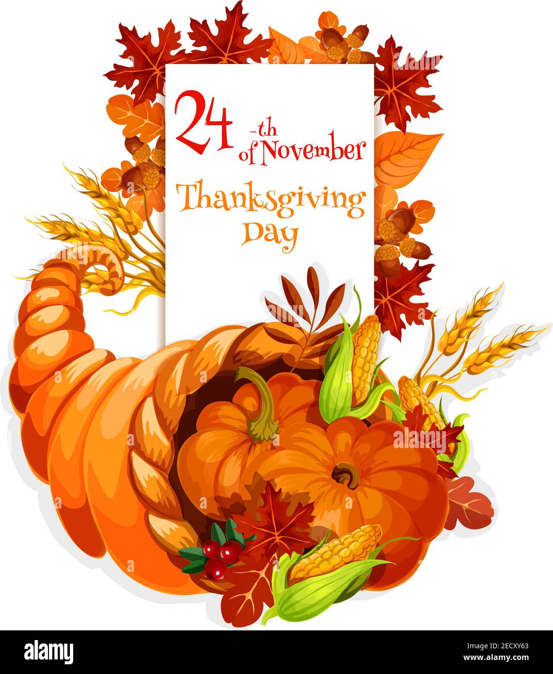 Thanksgiving Day cornucopia design for celebration greeting and ...