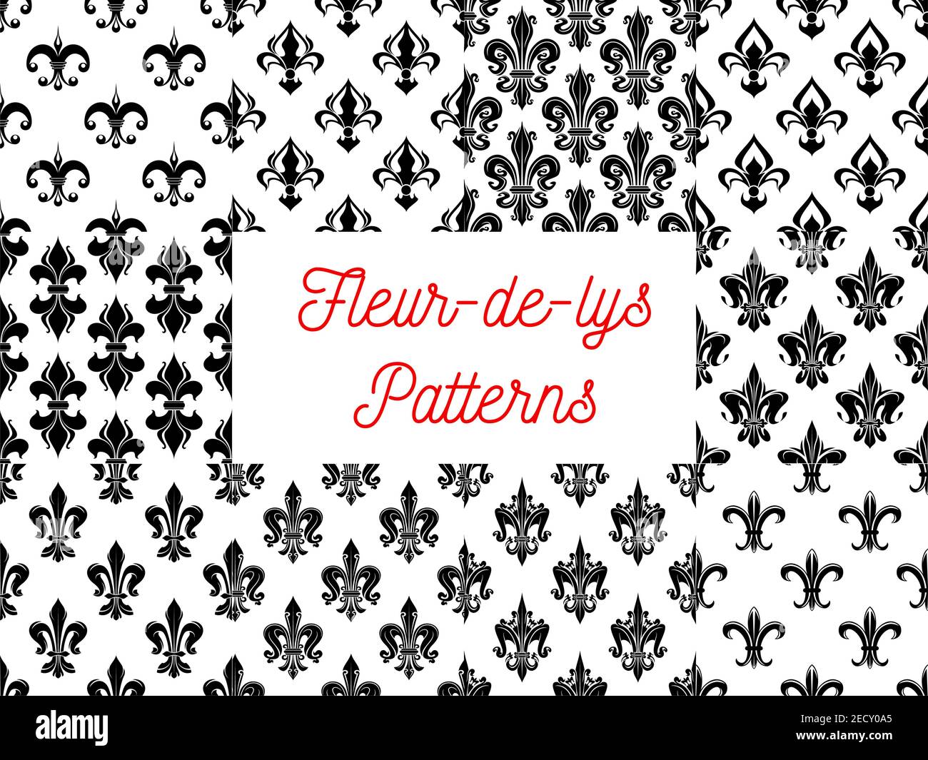 Fleur-de-lys royal french lily seamless patterns. Vector pattern of ...