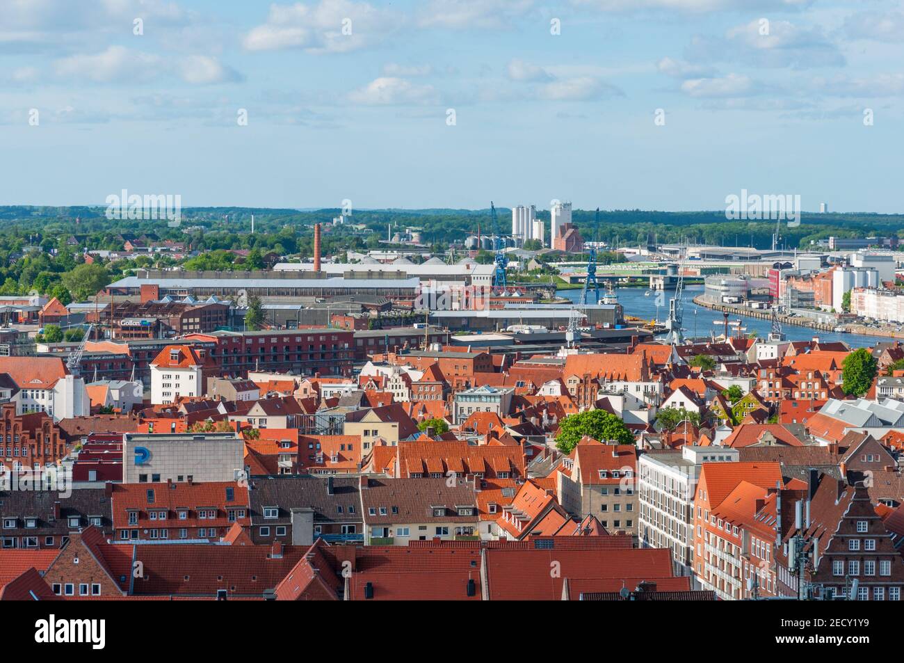Aerial view of city of Lubeck Germany Stock Photo - Alamy
