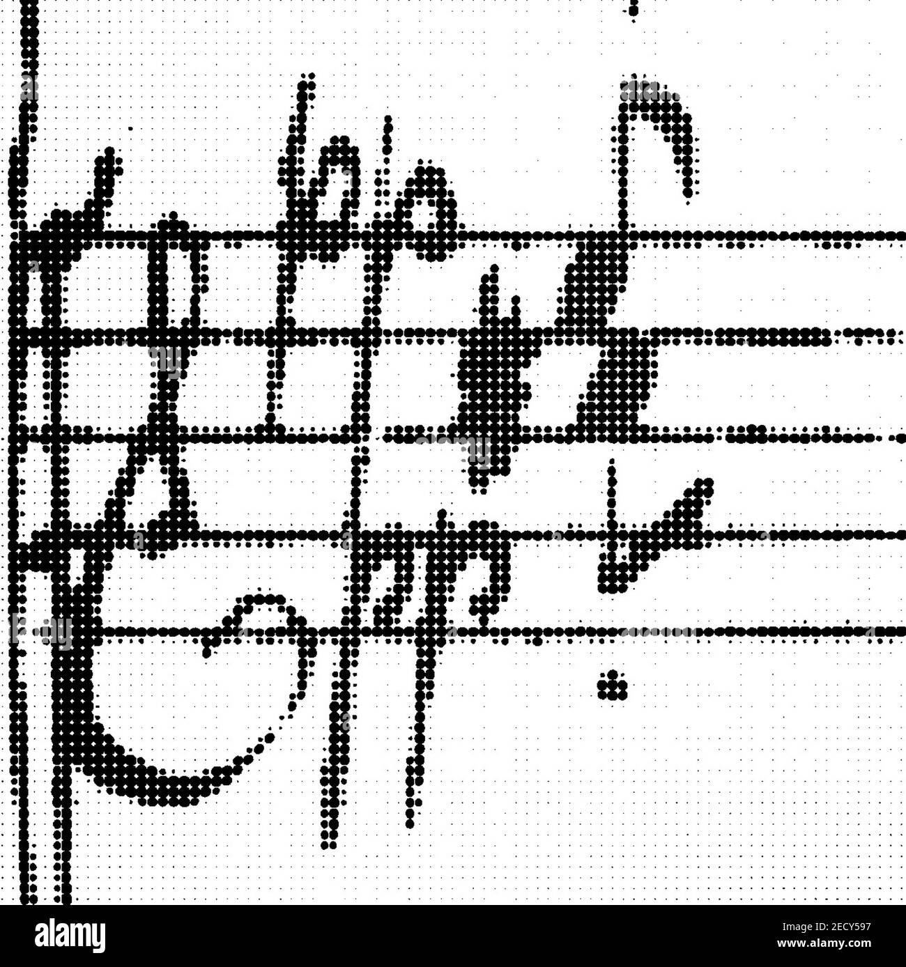 Music notes with halftone dots print texture Stock Photo - Alamy