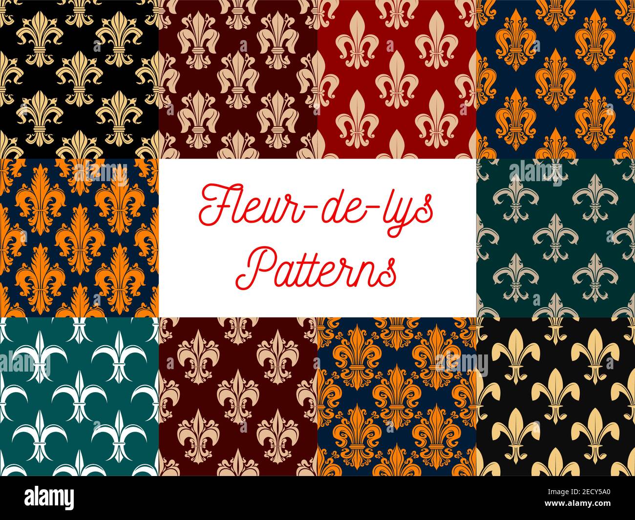 Fleur-de-lys royal french lily seamless pattern backgrounds. Vector ...