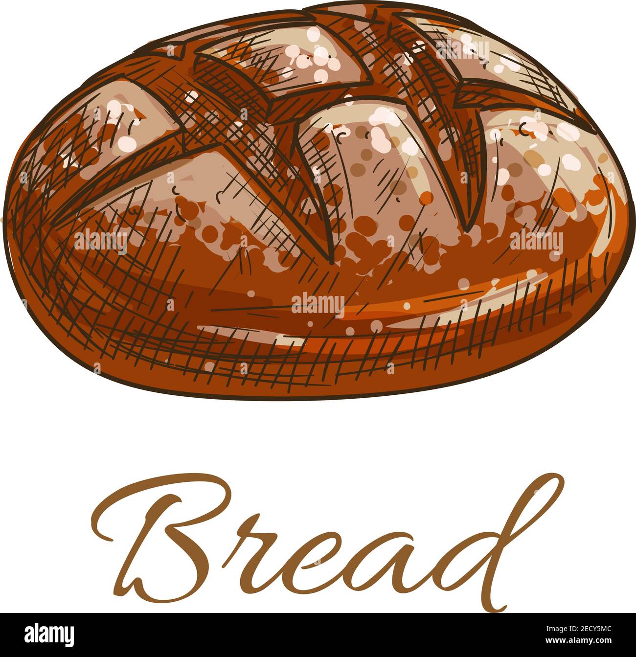 Bread loaf icon for bakery shop emblem. Round rye bread bun. Vector ...
