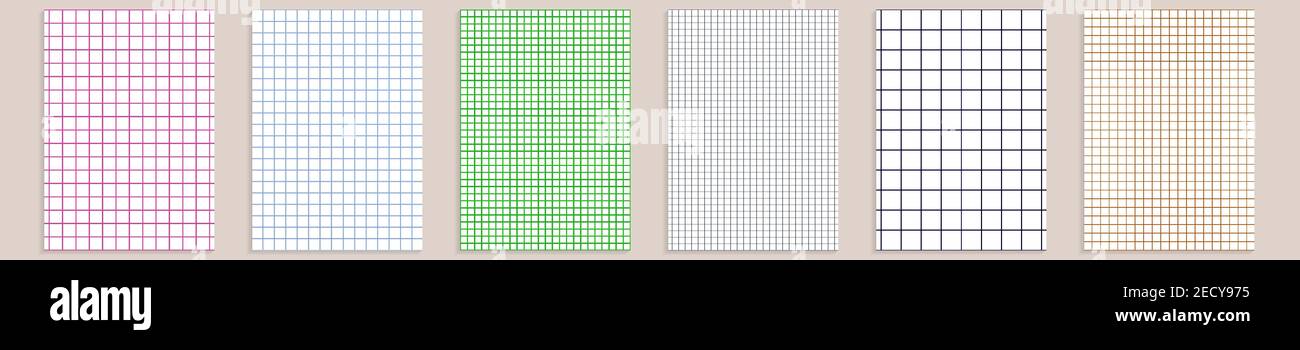 Grid Paper Set Abstract Squared Background With Color Graph Geometric Pattern For School