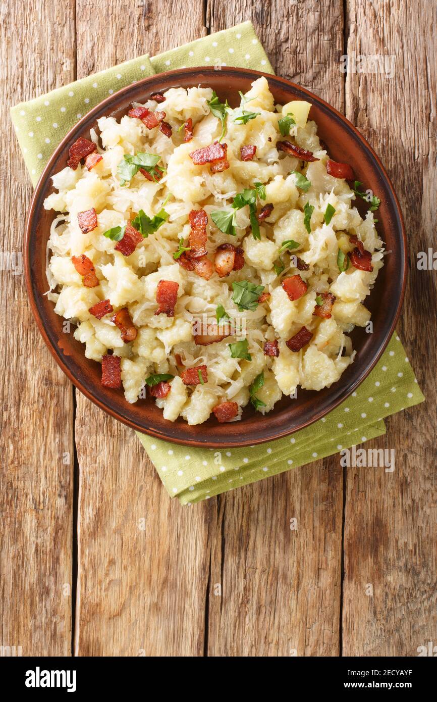Strapacky Slovak potato dumplings with steamed sauerkraut and bacon ...