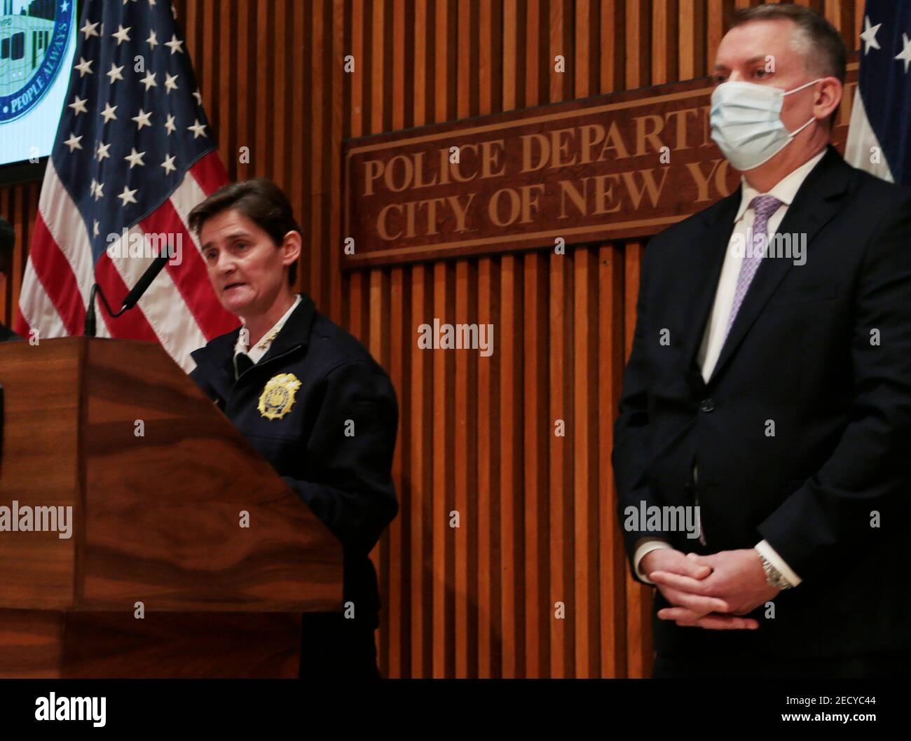 NEW YORK, NEW YORK-FEBRUARY 13, 2021: (L-R) NYPD Chief Kathleen O ...