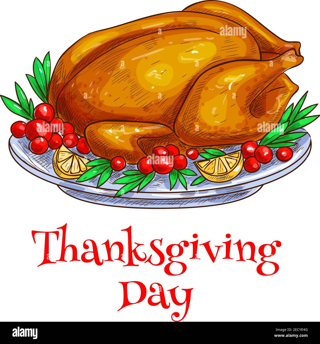 Cartoon Thanksgiving Dinner Plate