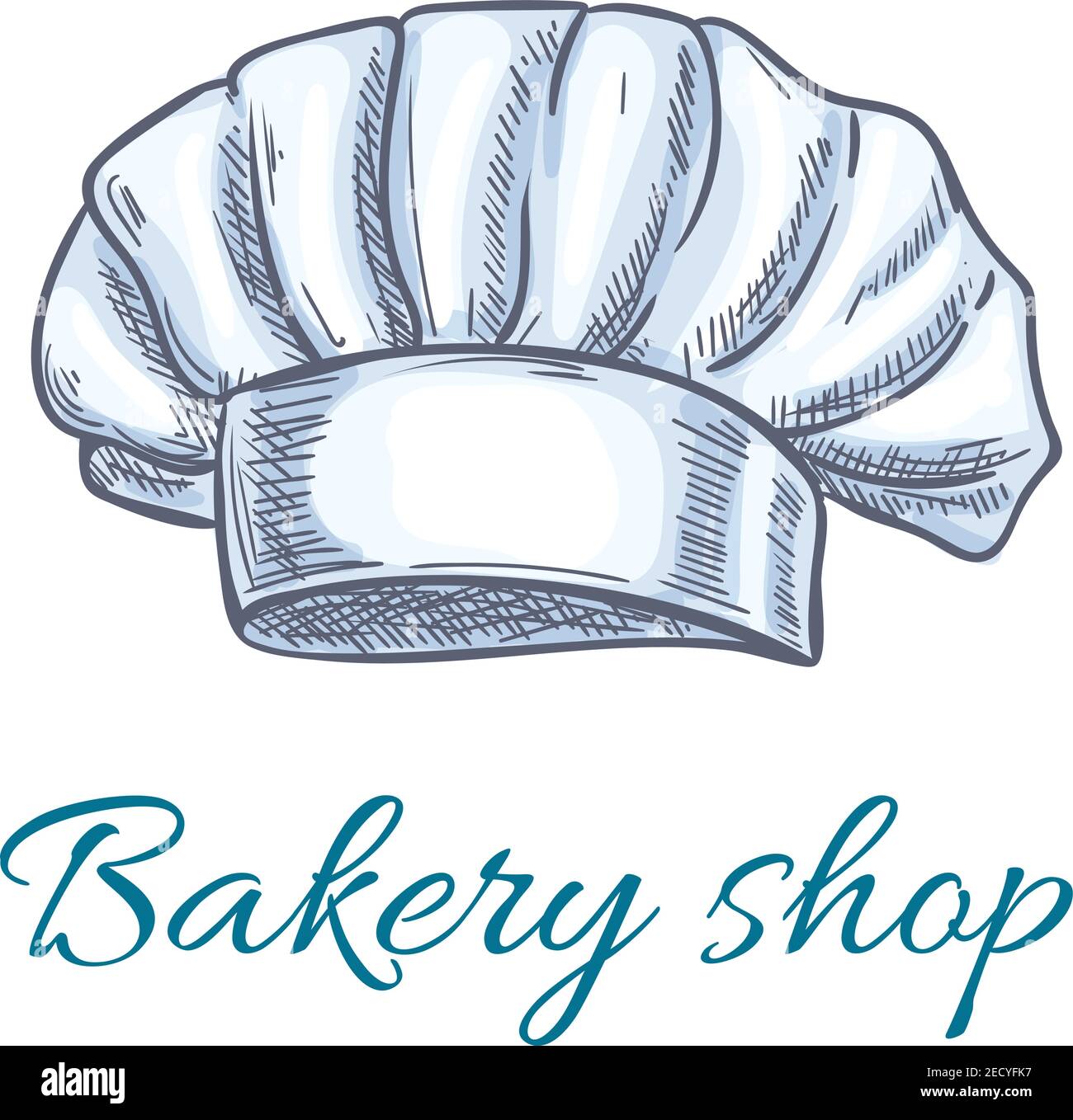 Chef hat isolated sketch. White baker toque or cook cap with lush ...