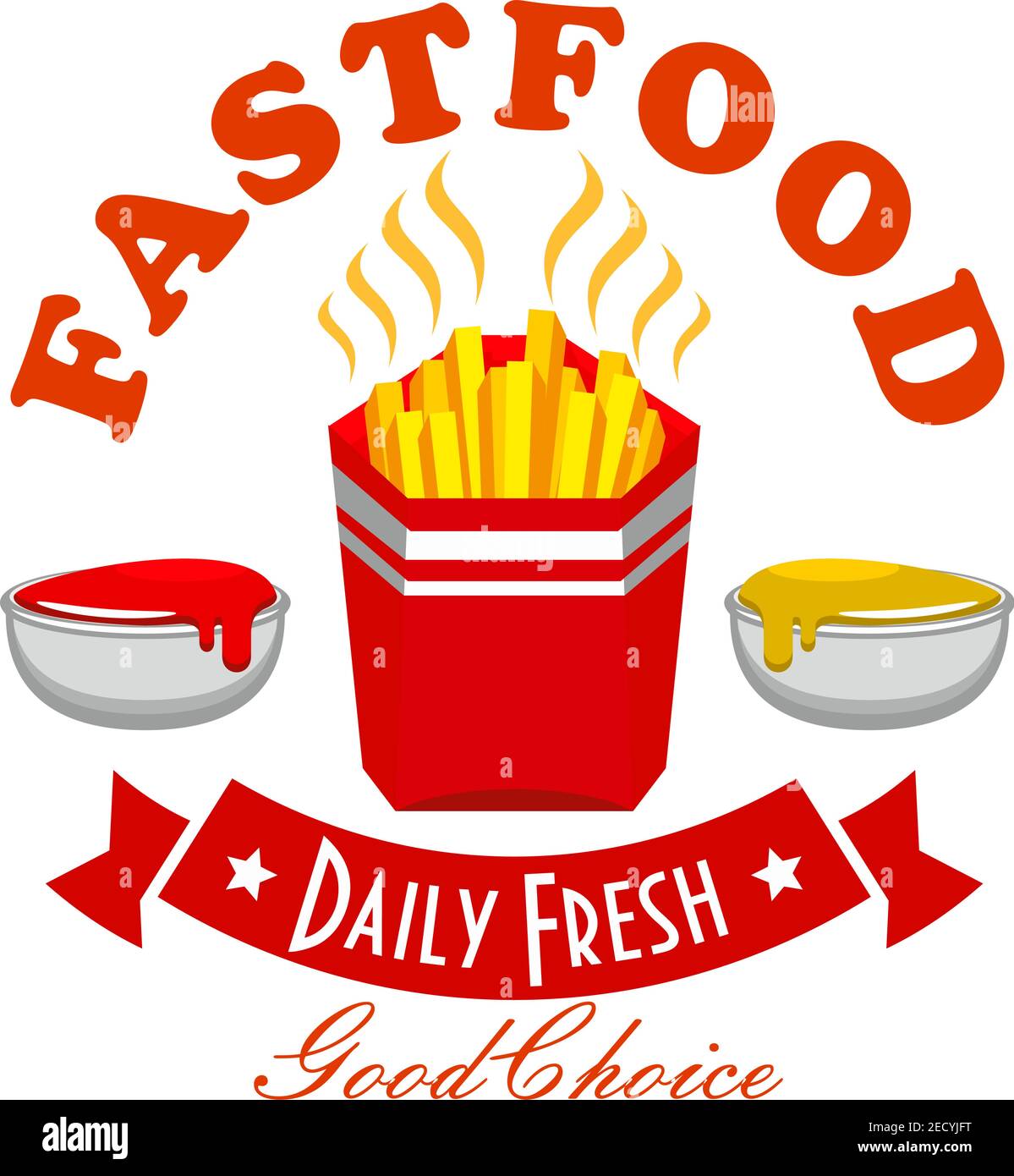 French fries fast food menu symbol with takeaway red box of potato ...