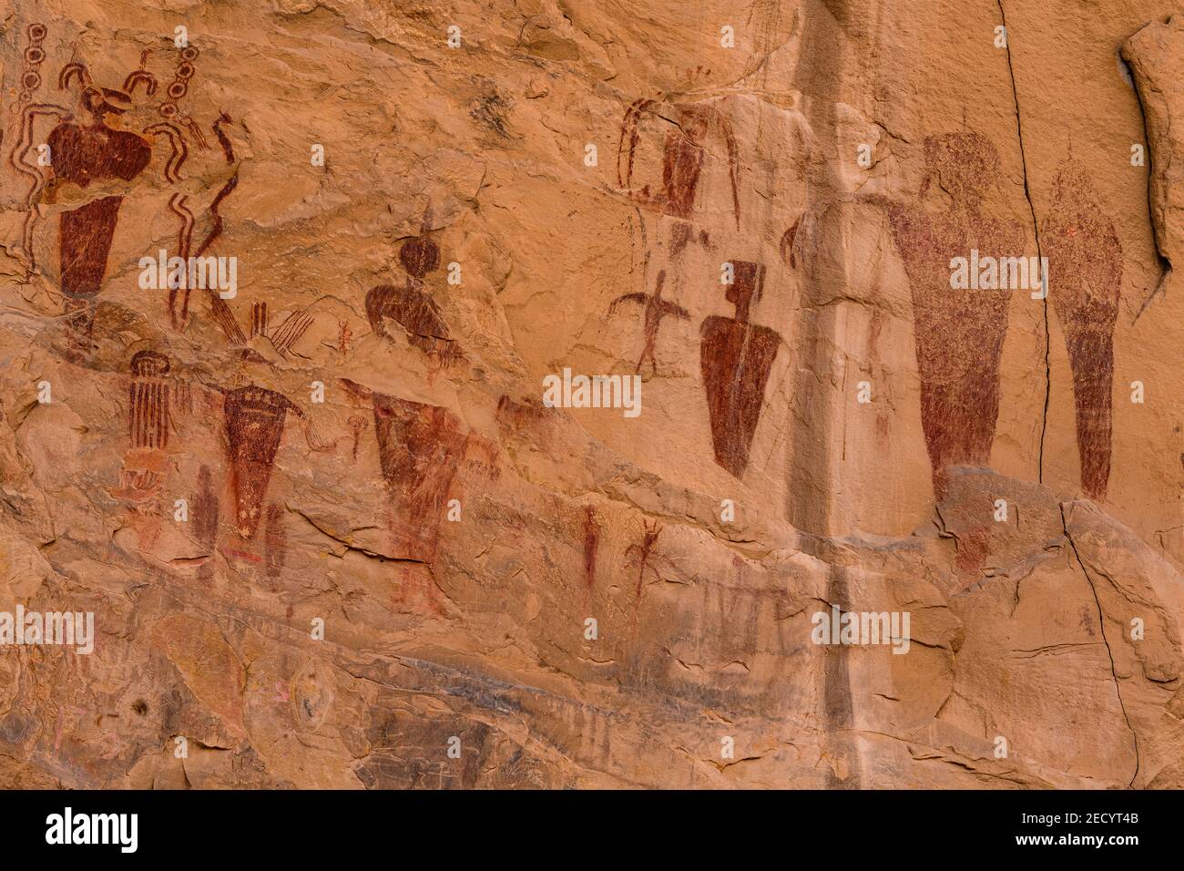 Larger than life pictographs in the Barrier Canyon style in Sego Canyon ...