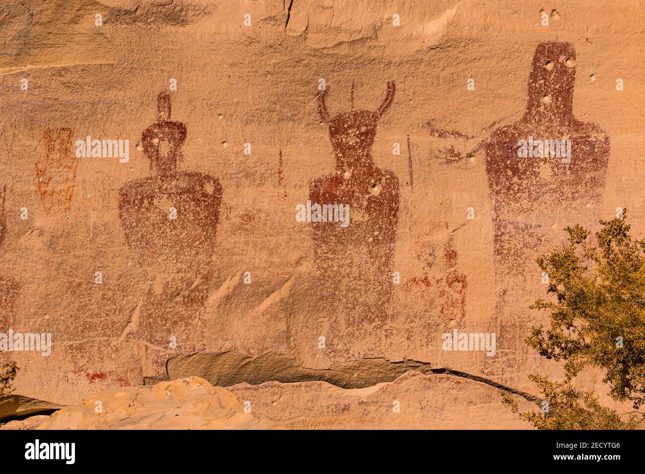Larger than life pictographs in the Barrier Canyon style in Sego Canyon ...