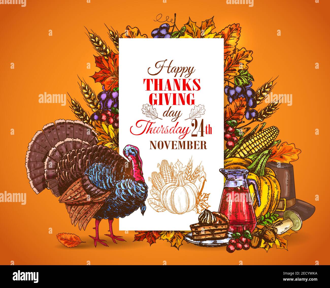 Happy Thanksgiving Day greeting card, banner. Traditional november ...