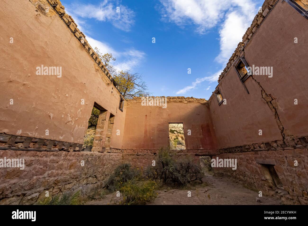 Abandoned stone and timber company store building in the old coal ...