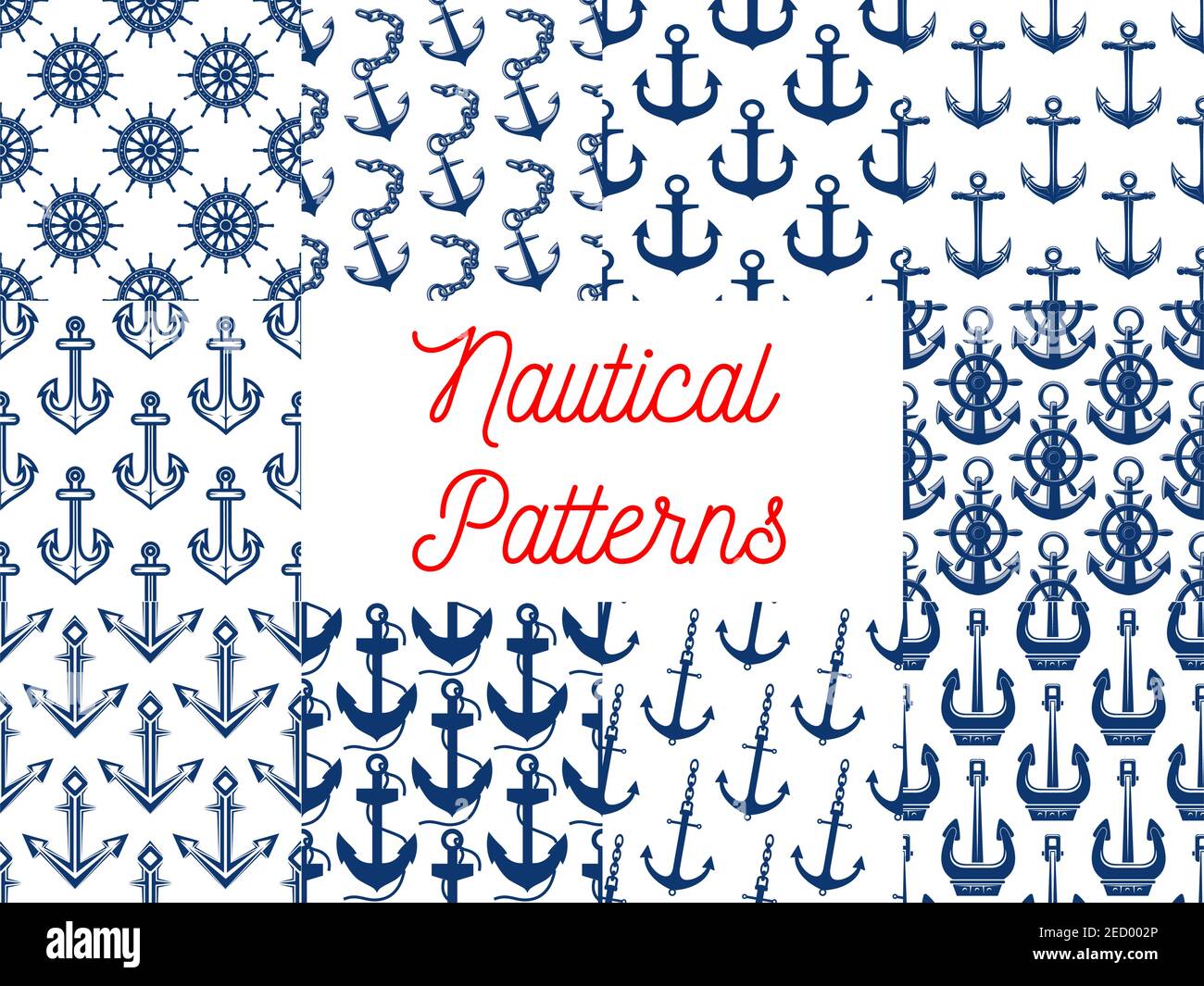 Nautical patterns set with anchor vector icons. Vector seamless pattern ...