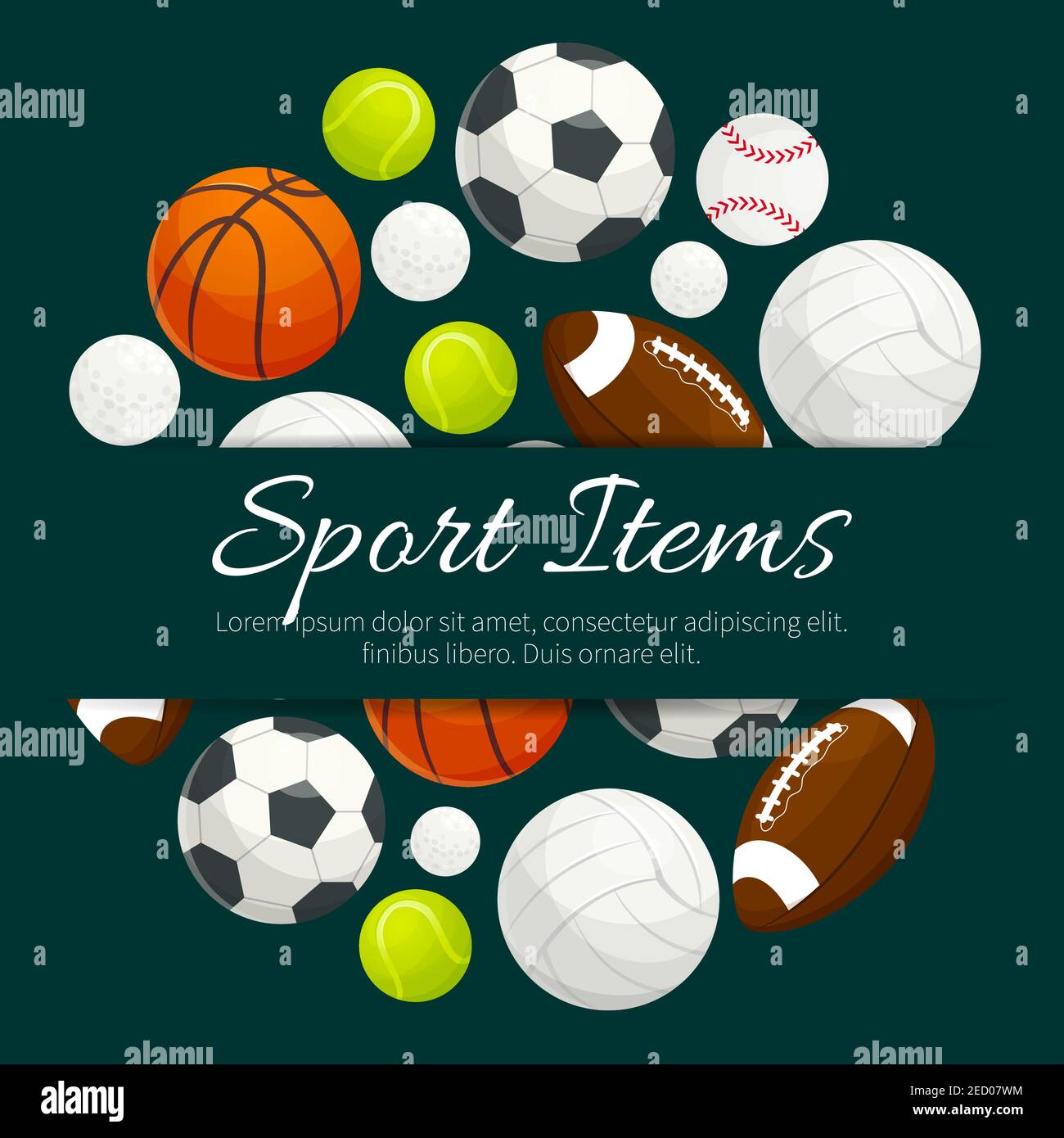 Sport balls and gaming items label emblem. Vector elements of team game ...